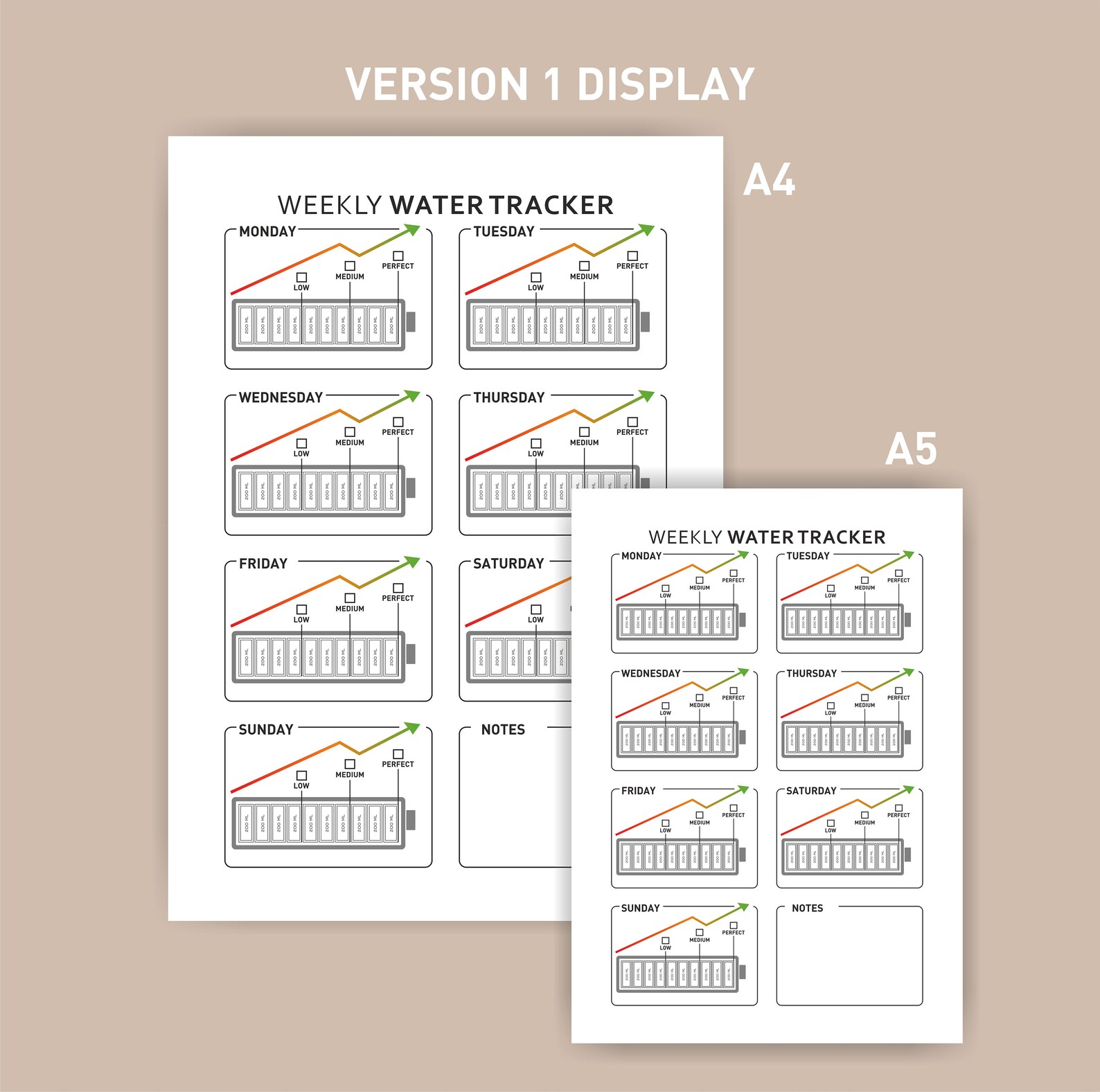 Drink Water Tracker, Weekly Water Tracker A4, A5 Size Pintable ...