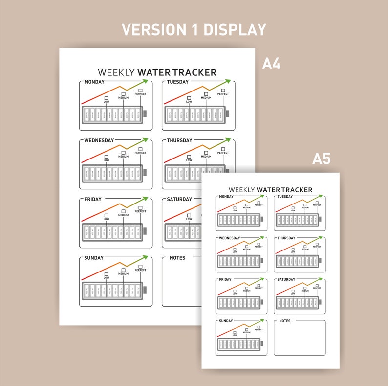 Drink Water Tracker, Weekly Water Tracker A4, A5 Size Pintable ...