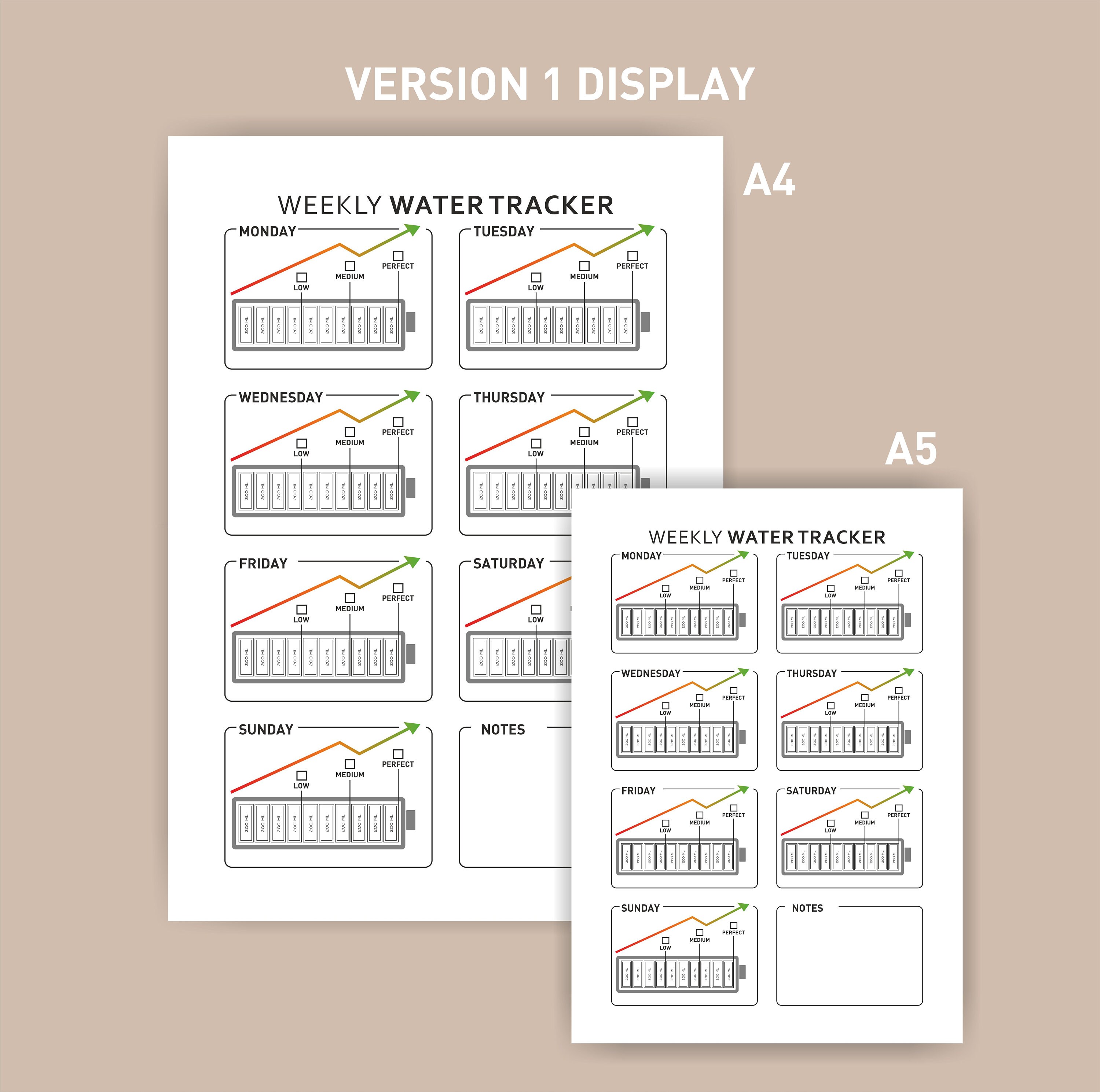 Drink Water Tracker, Weekly Water Tracker A4, A5 Size Pintable ...