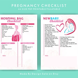 Pregnancy Checklists Bundle Printable Pregnancy to Do List PDF A4 ...