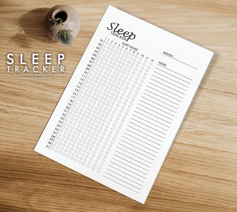 Sleep Tracker, Printable Tracker A4,A5 Size PDF Tracker, Monthly Sleep ...