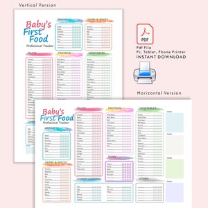 Baby First Food, Baby Food Diary, Baby Food Tracker Printable, Baby ...