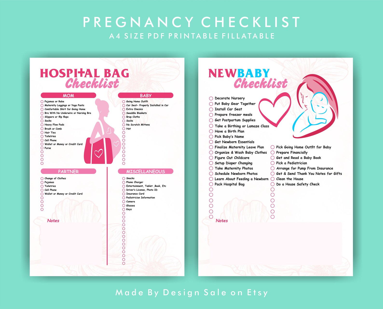 Pregnancy Checklists Bundle Printable Pregnancy to Do List PDF A4 ...