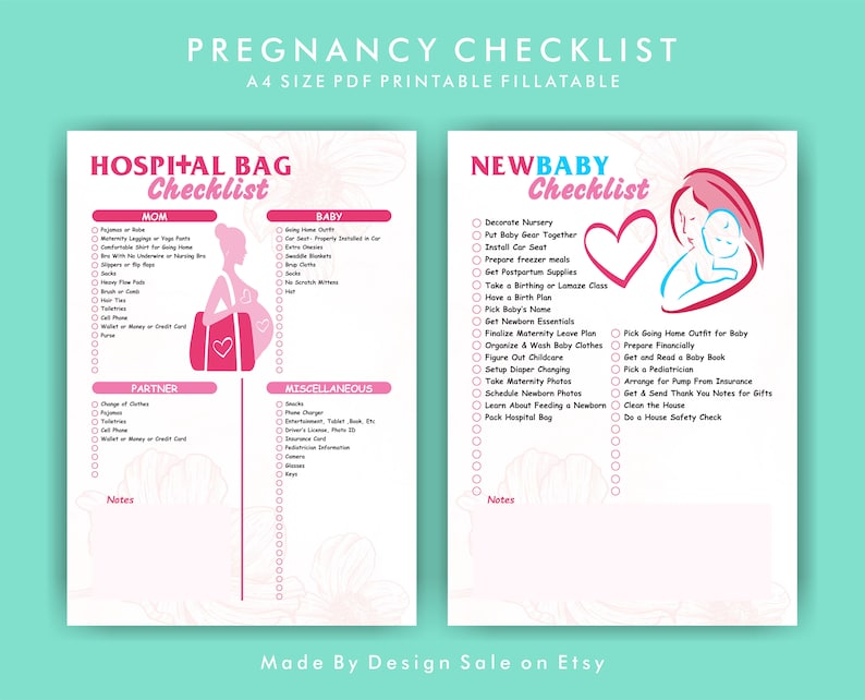 Pregnancy Checklists Bundle Printable Pregnancy to Do List PDF A4 ...