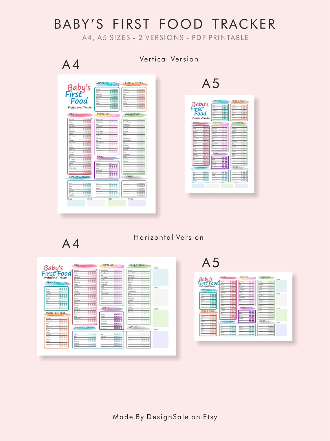 Baby First Food, Baby Food Diary, Baby Food Tracker Printable, Baby ...