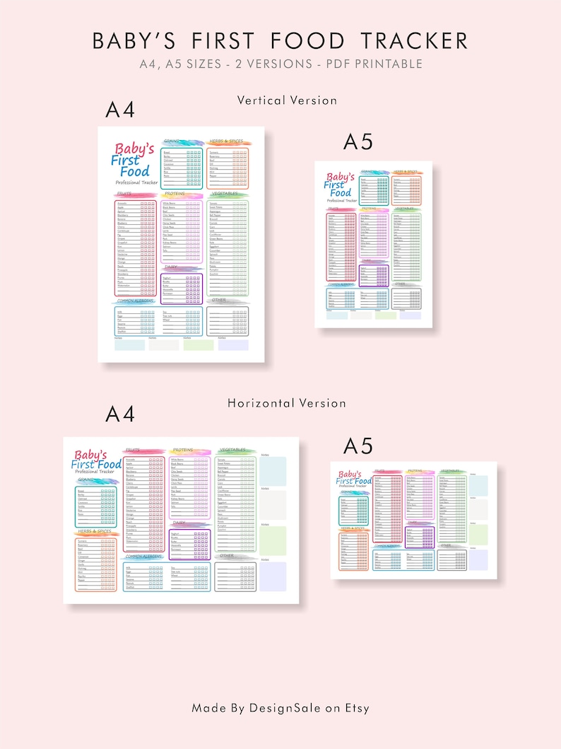 Baby First Food, Baby Food Diary, Baby Food Tracker Printable, Baby ...
