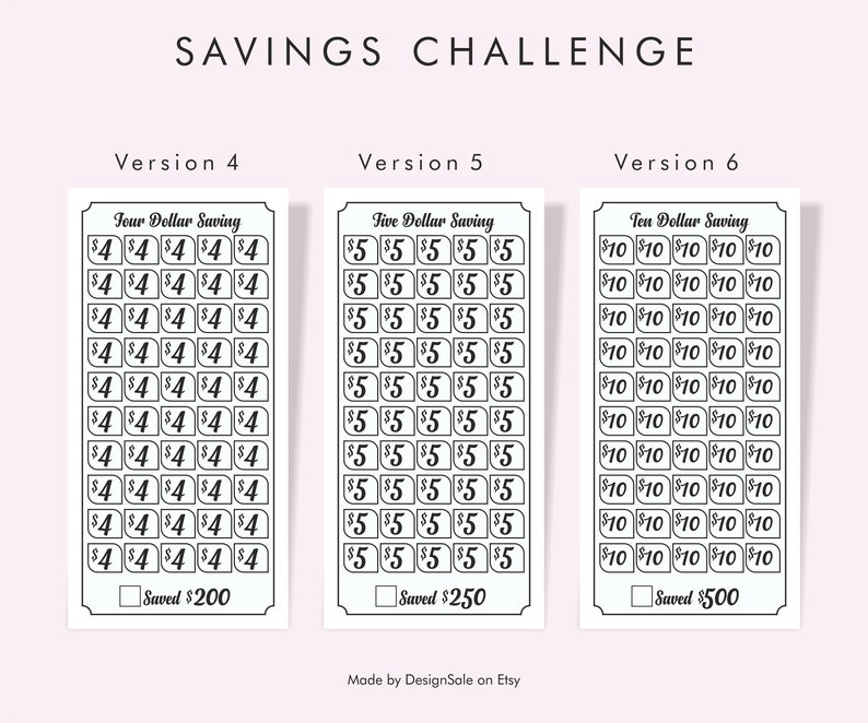 Saving Challenge Tracker Printable Tracker Bundle A6 Tracker - Etsy