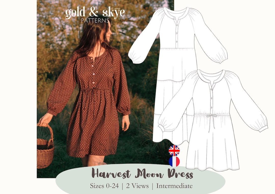 Harvest Moon Dress PDF Sewing Pattern, Sizes 0-24, Detailed ...