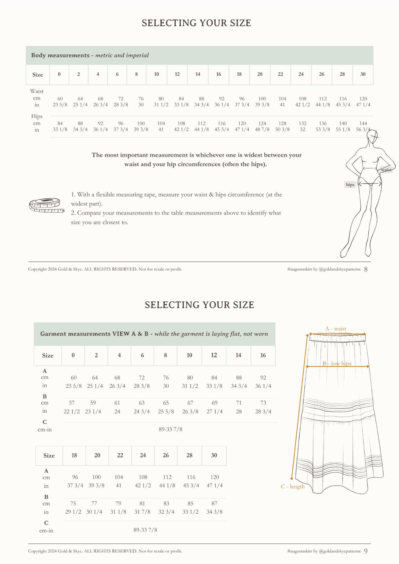Augusta Skirt PDF Sewing Pattern, Sizes 0-30, Paperless, Romantic Midi ...