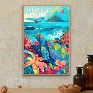 Galapagos Islands Travel Poster: Native Animal Art Print - Etsy