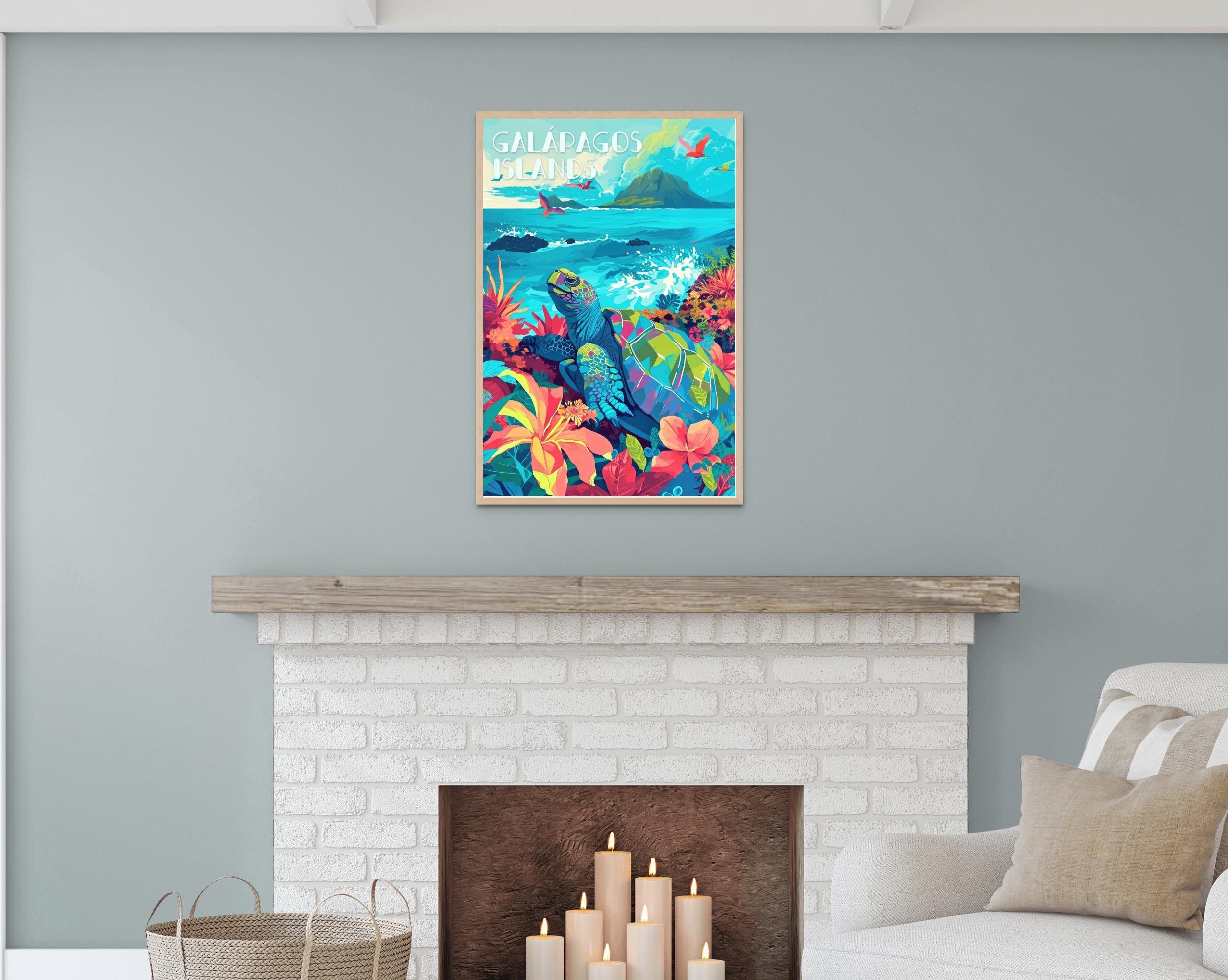 Galapagos Islands Travel Poster: Native Animal Art Print - Etsy