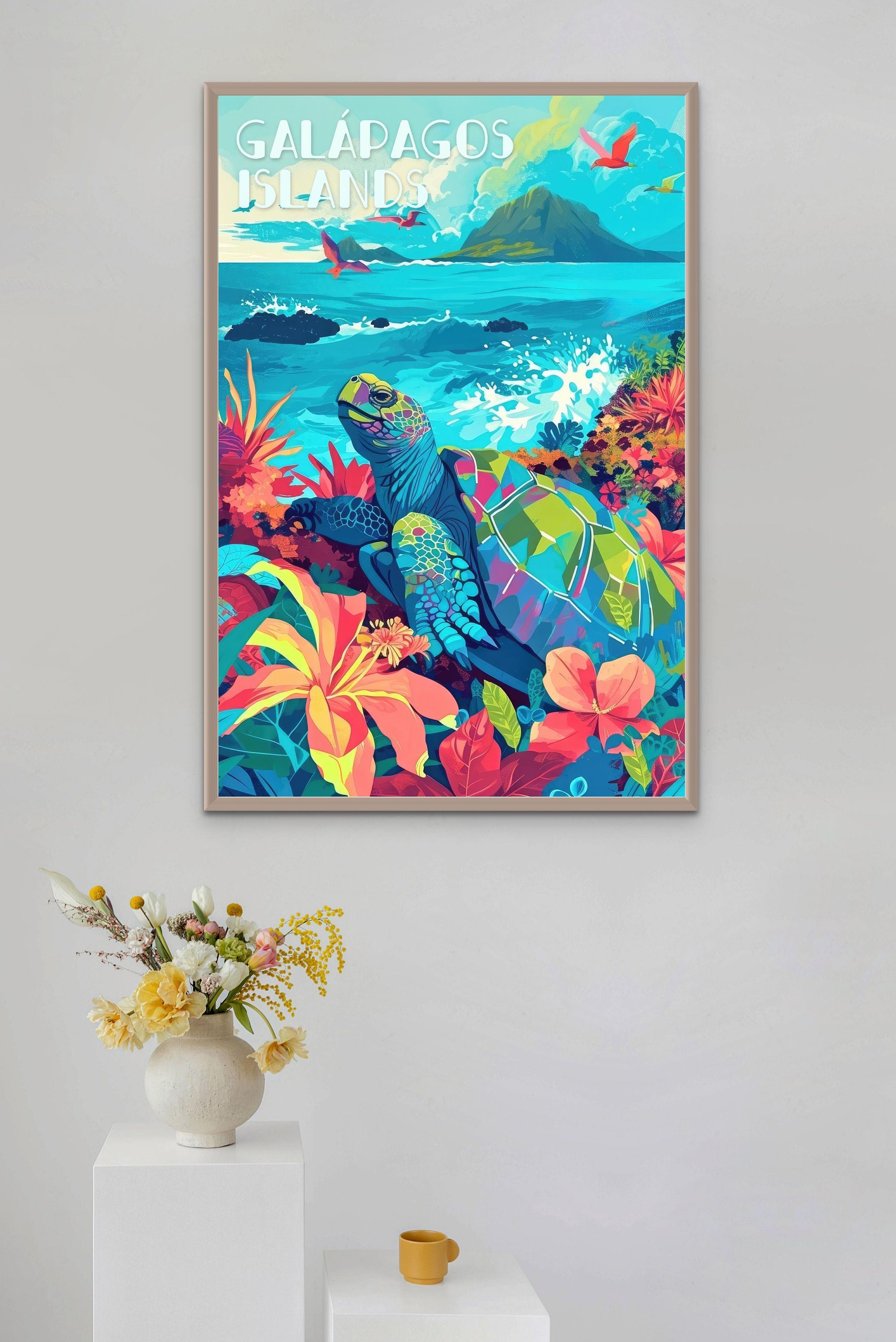 Galapagos Islands Travel Poster: Native Animal Art Print - Etsy