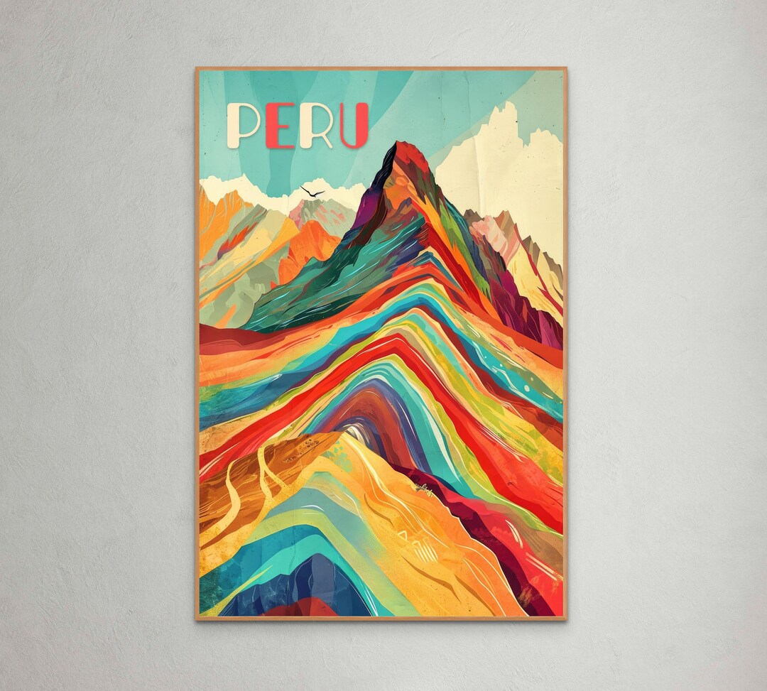 Peru Travel Rainbow Poster - Artistic Wall Decor of Beautiful Rainbow ...