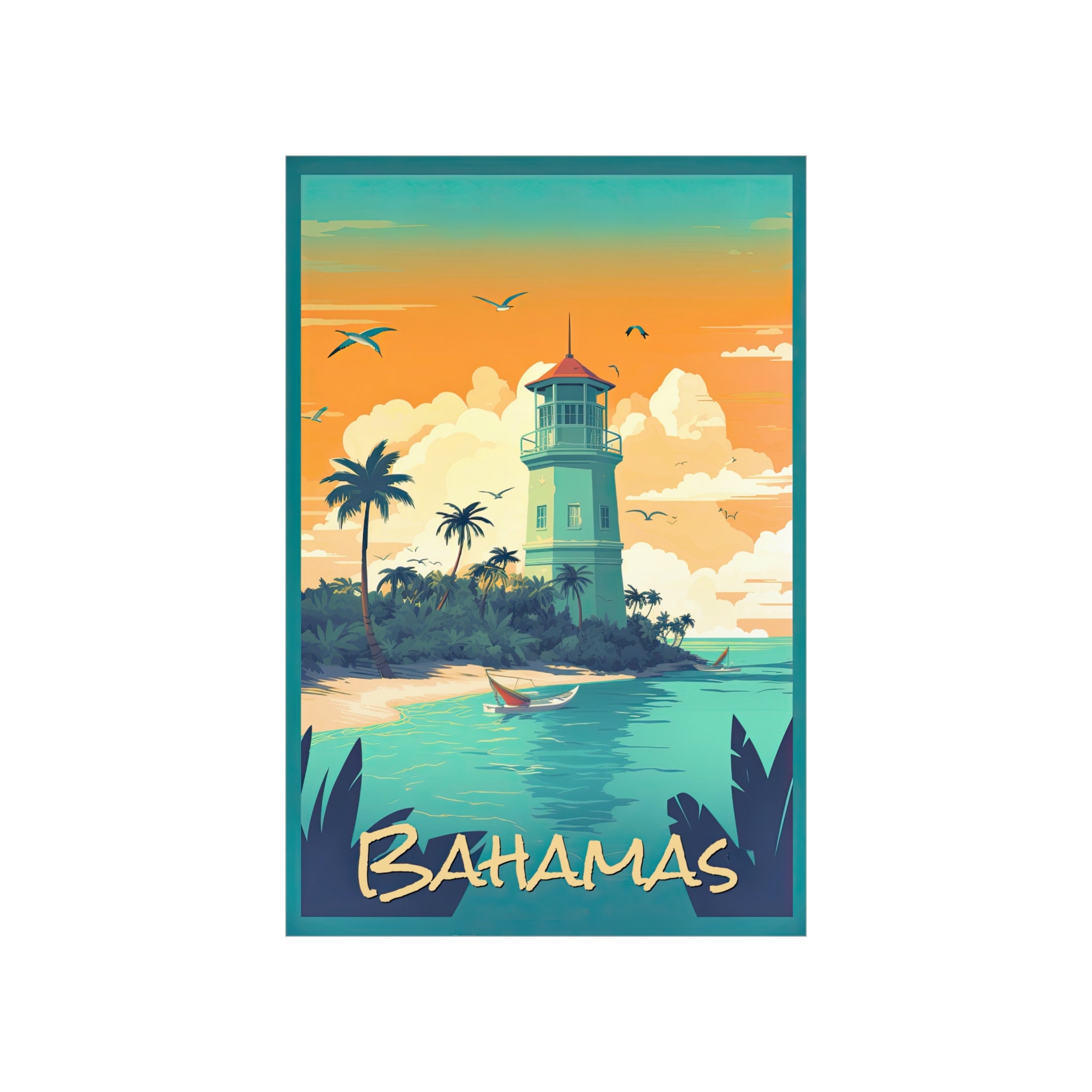 Bahamas Poster, Tropical Paradise Wall Art, Bahamas Travel Print, Home ...
