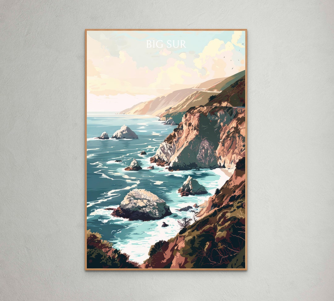 Big Sur California Coastline Travel Poster - Scenic Ocean View Art ...