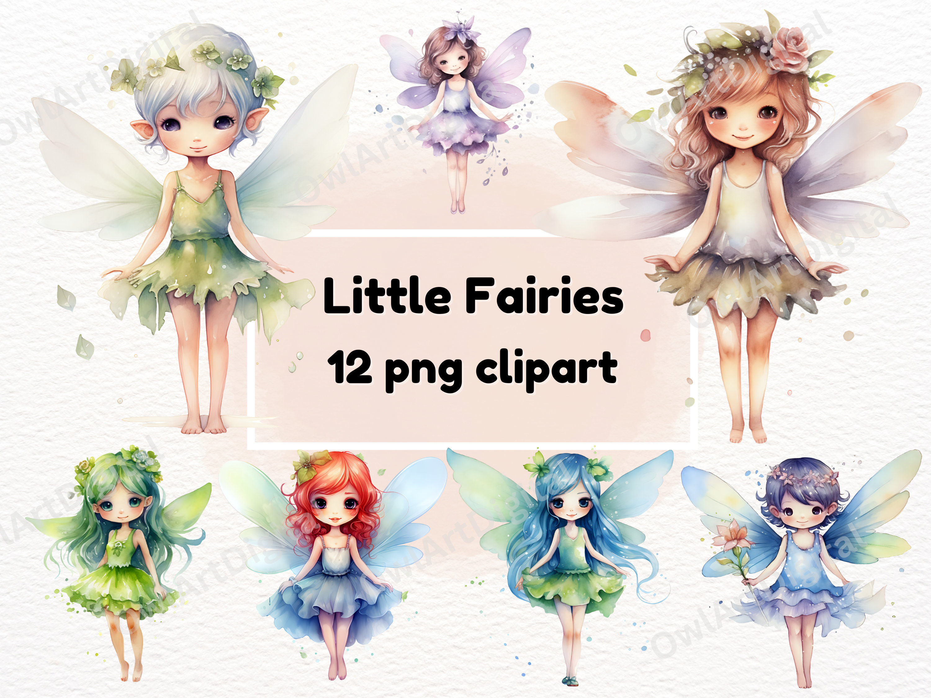 Little Fairy 12 Png Clipart Watercolor Magic Clipart Fairy - Etsy