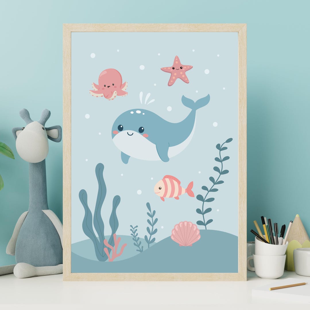 Cute Ocean-themed Poster | Kids Room Decor | Nautical Wall Art ...