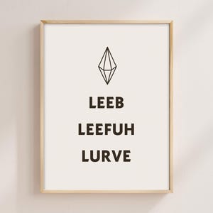 Leeb, Leefuh, Lurve II Simlish Plumbob Wall Art | Digital Download ...