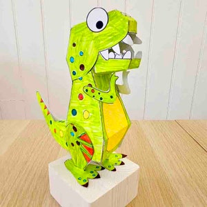 T-rex Paper Craft Kit: Cut and Colour Dinosaur (digital Download) - Etsy