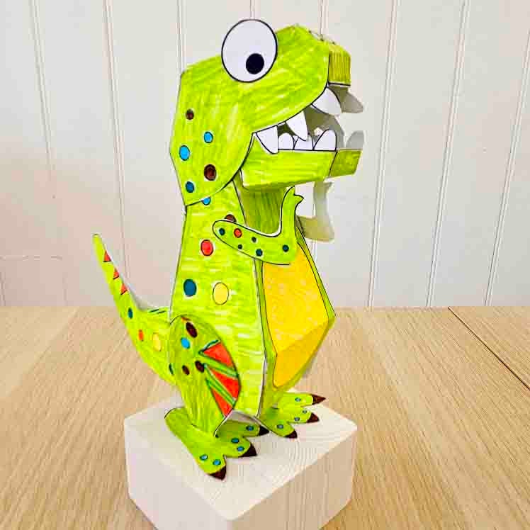 T-rex Paper Craft Kit: Cut and Colour Dinosaur (digital Download) - Etsy