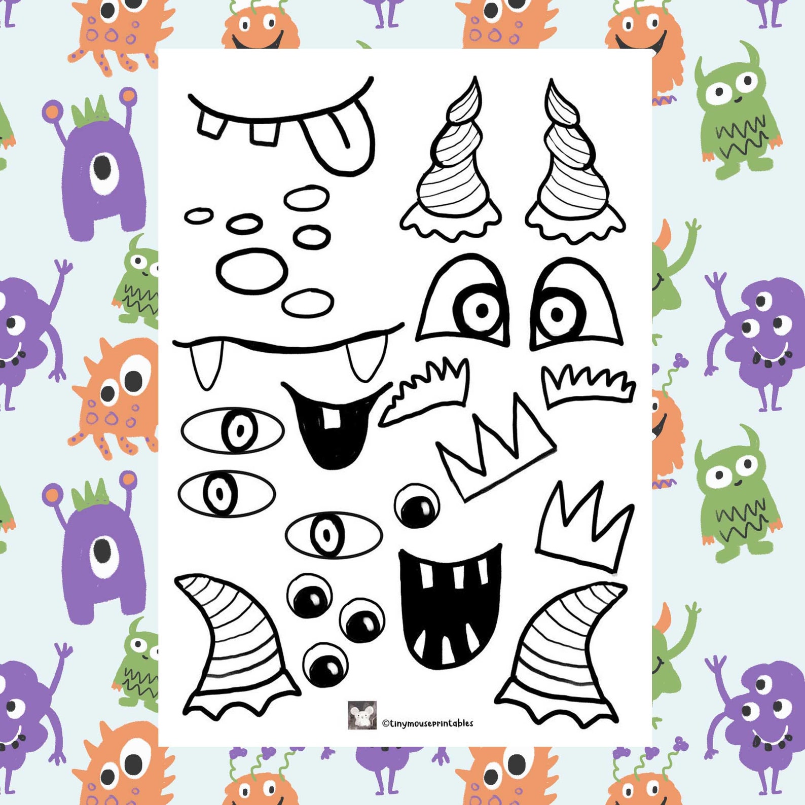 Halloween Monster Craft Kit: Printable Cut and Color Activity (PDF ...
