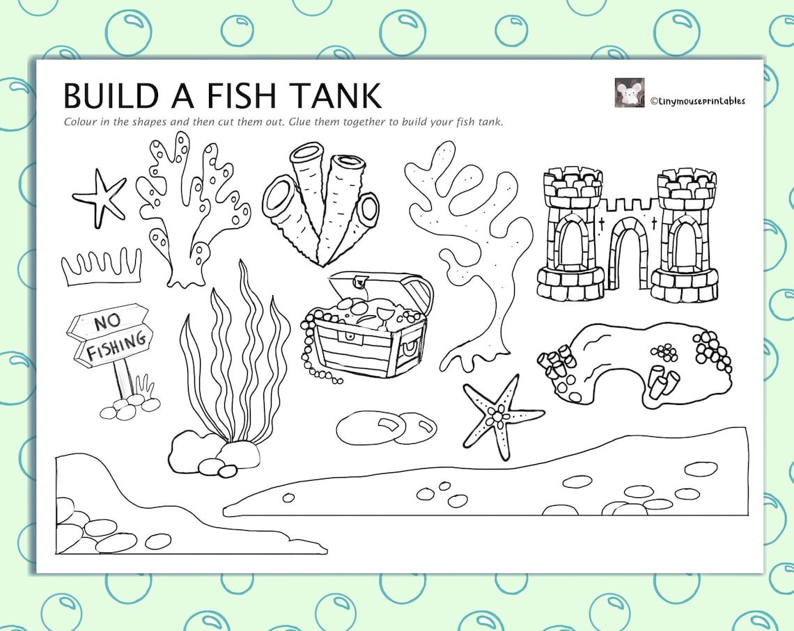 Build a Fish Tank, Aquarium Printable, Pet Activity Sheets, Paper Craft ...