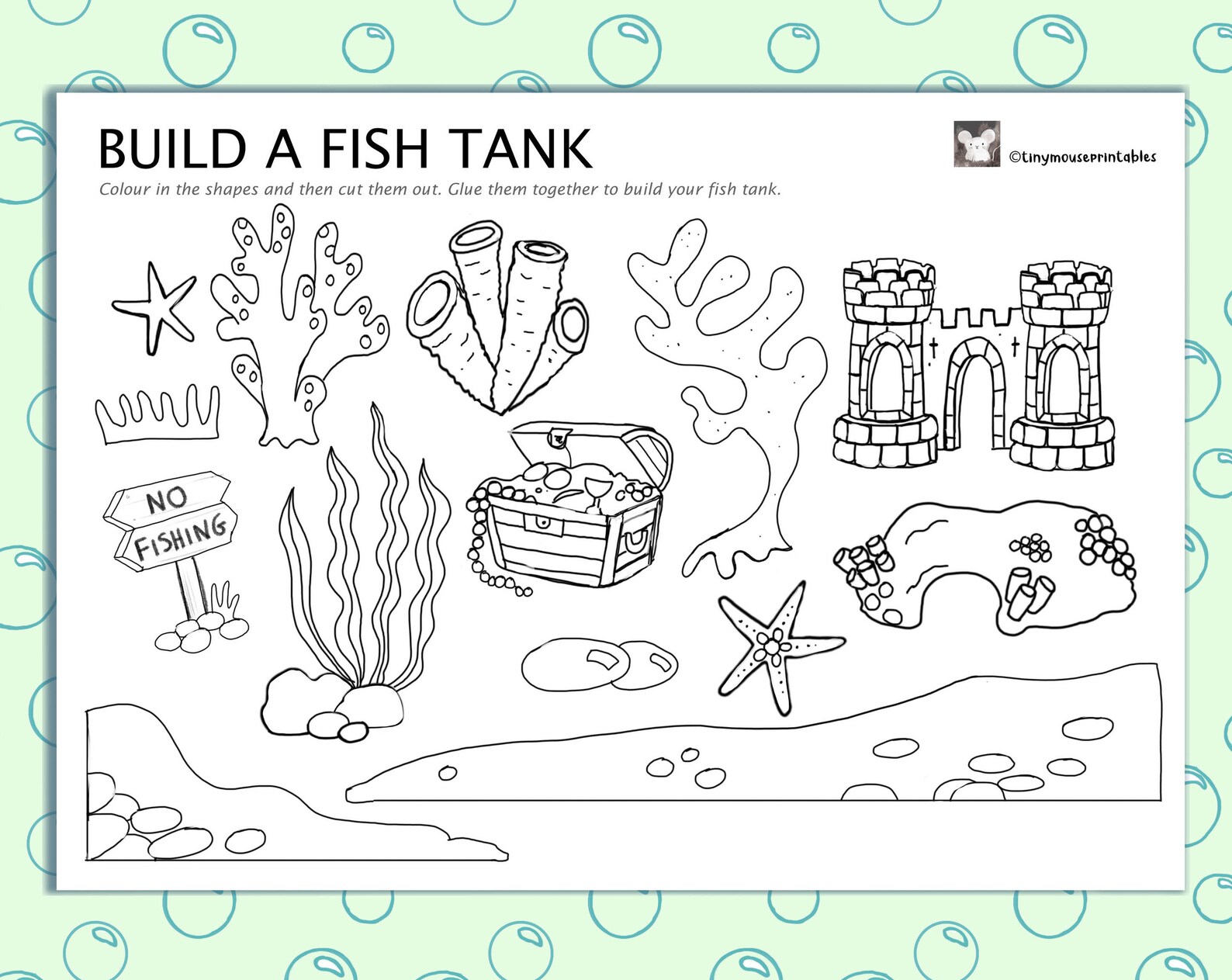 Fish Tank Paper Craft Kit: Cut and Colour Activity (PDF Pattern) - Etsy