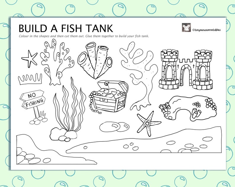 Fish Tank Paper Craft Kit: Cut and Colour Activity (PDF Pattern) - Etsy