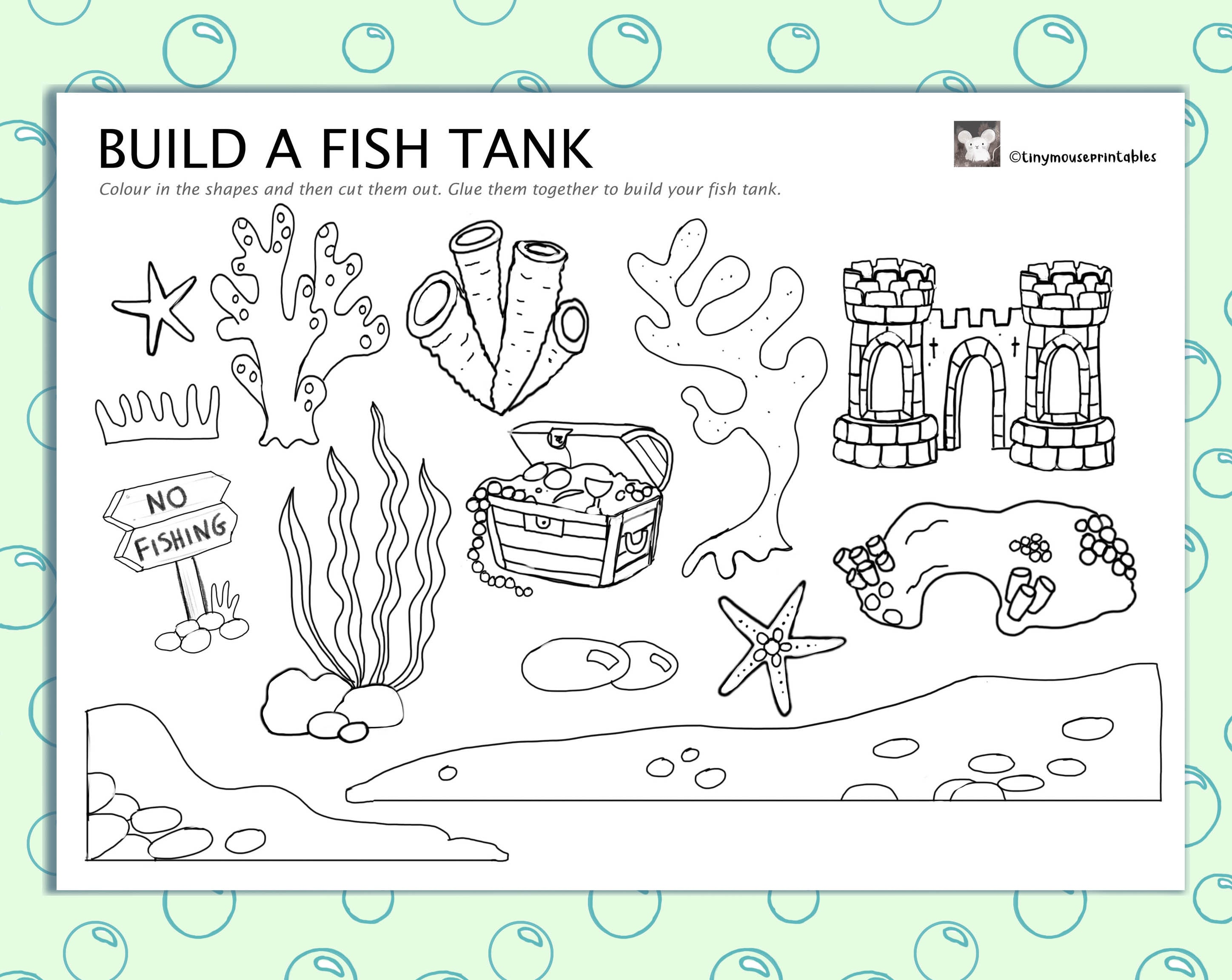 Build a Fish Tank, Fish Tank Printable, Pet Activity Sheets, Paper ...