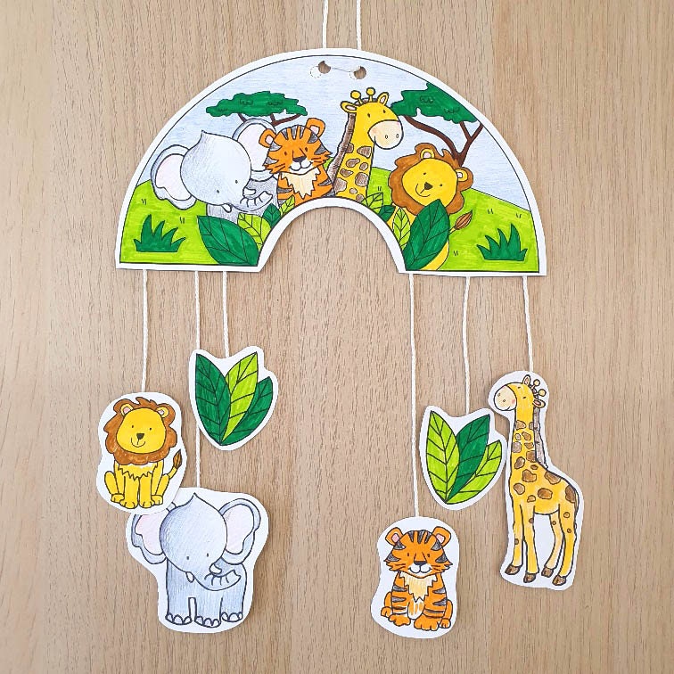 Printable Safari Animal Mobile Craft Kit: Cut & Color Activity (PDF) - Etsy