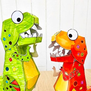 T-rex Paper Craft Kit: Cut and Colour Dinosaur (digital Download) - Etsy