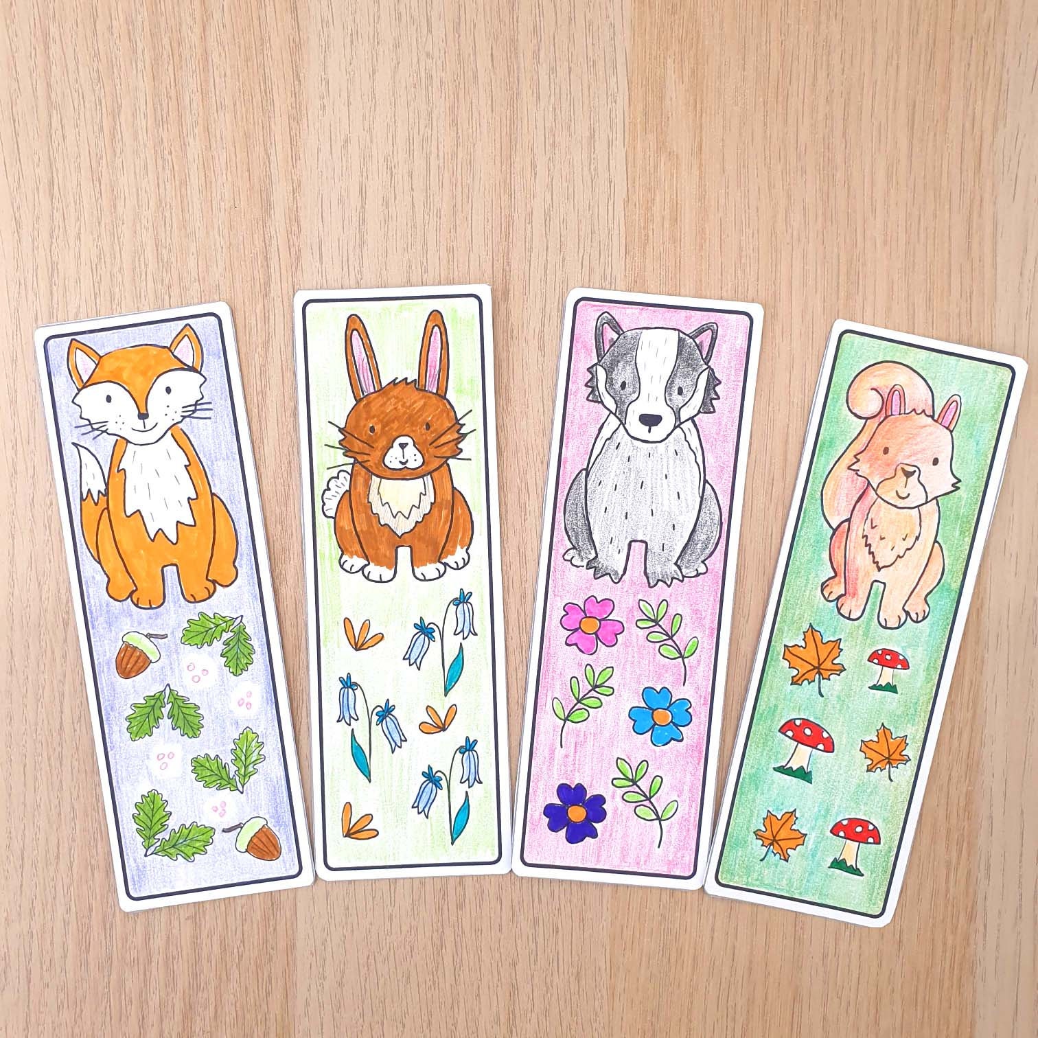 Woodland Bookmarks, Bookmark Printable, Paper Craft, Cut and Colour ...