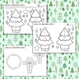 Paper CHRISTMAS TREE SCENE Printable Activity, Paper Craft Kit, Cut and ...