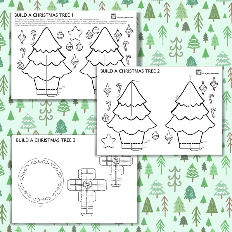 Paper CHRISTMAS TREE SCENE Printable Activity, Paper Craft Kit, Cut and ...