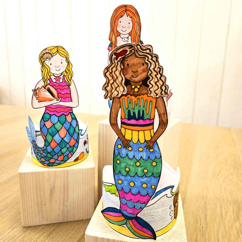 Mermaid Paper Craft Kit: Crafts for Kids, Cut and Colour (digital ...
