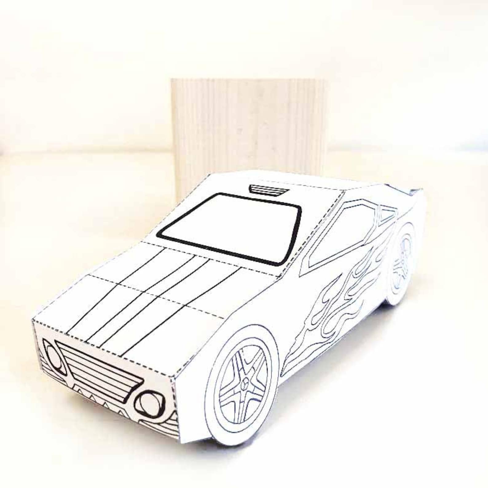Printable Paper Sports Car Craft Kit: Cut and Color Activity (digital ...