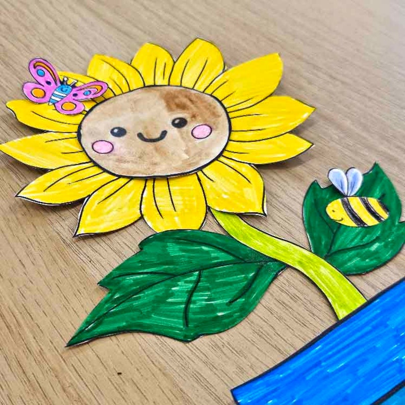 Sunflower Paper Craft Kit: Cut and Color Activity (digital Download) - Etsy