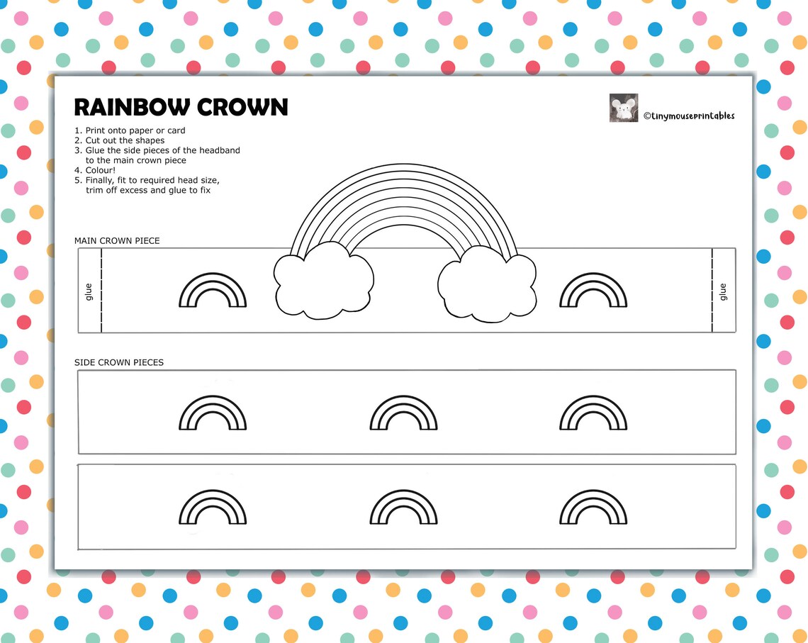 Rainbow Paper Crown, Rainbow Party Crown, Cut and Colour, Party ...