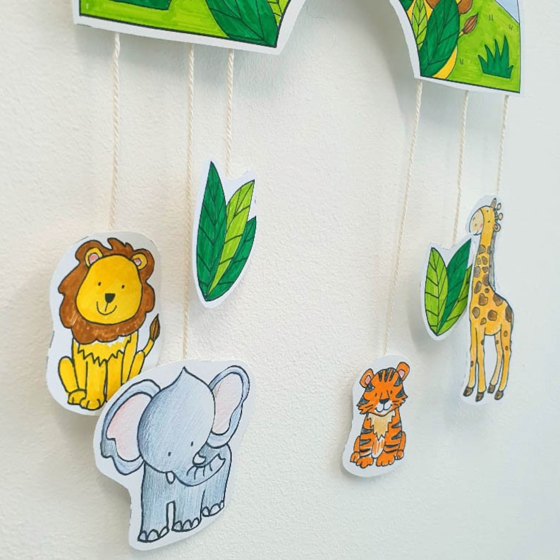 Printable Safari Animal Mobile Craft Kit: Cut & Color Activity (PDF) - Etsy