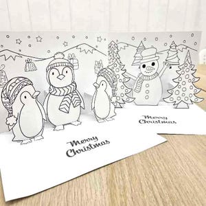 Christmas Printable Pop up Cards, Christmas Craft Greetings Cards ...