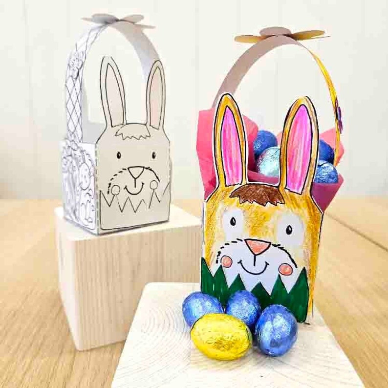 Paper EASTER BUNNY BOX Printable, Paper Gift Box Craft Kit, Cut and ...