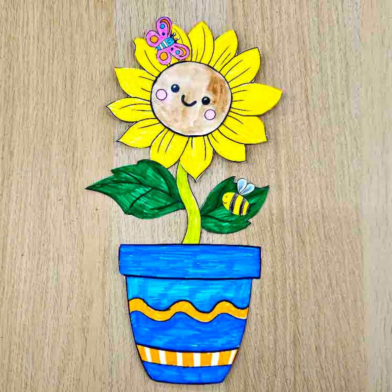 Sunflower Paper Craft Kit: Cut and Color Activity (digital Download) - Etsy