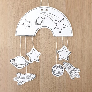 Printable Space Mobile Craft: Kids' Color & Cut Activity (digital ...