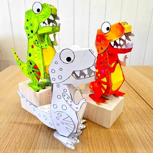 T-rex Paper Craft Kit: Cut and Colour Dinosaur (digital Download) - Etsy