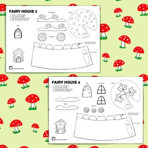 Paper FAIRY HOUSES Printable Activity, Paper Craft Kit, Cut and Colour ...