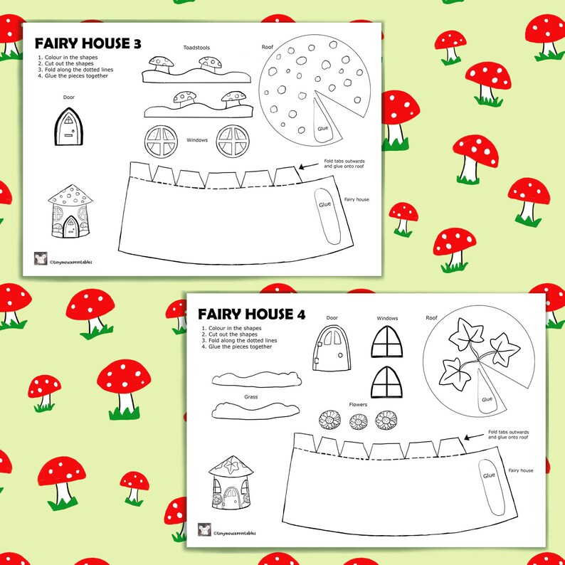 Printable Paper Fairy House Craft Kit: Cut & Color Activity (PDF) - Etsy