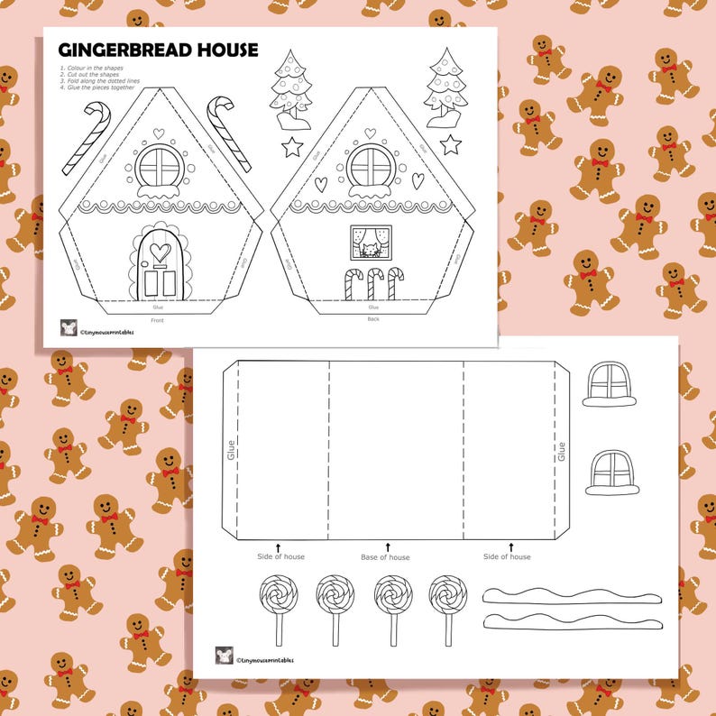 Gingerbread House Paper Craft Kit: Cut and Color Activity (PDF Digital ...