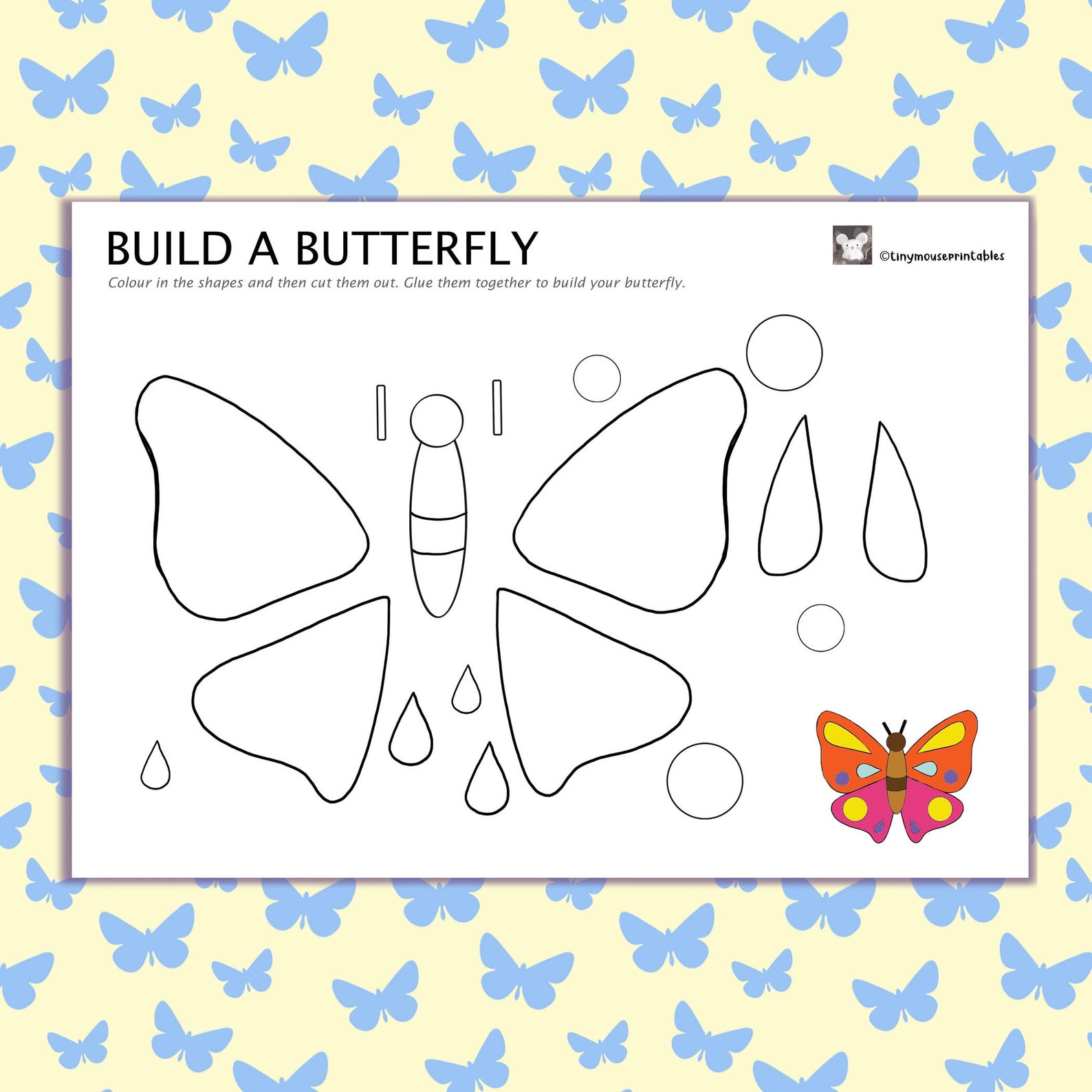 Build a Butterfly, Butterfly Printable, Paper Craft Activity, Cut and ...