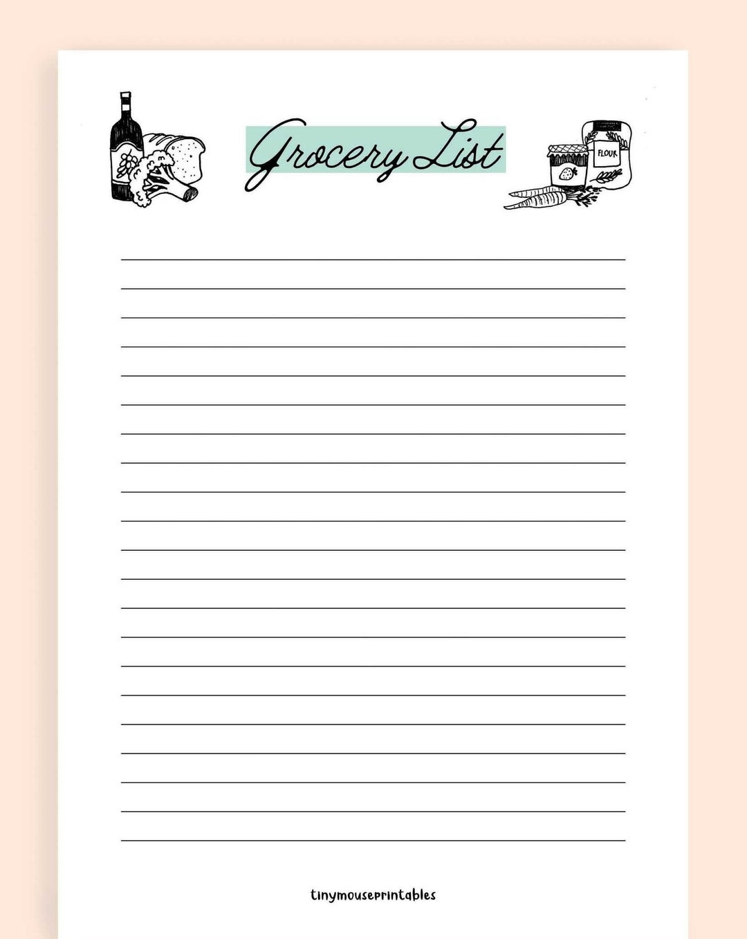 Printable Grocery Shopping List Template (PDF) - Etsy UK