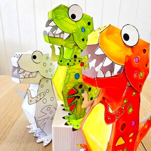 T-rex Paper Craft Kit: Cut and Colour Dinosaur (digital Download) - Etsy